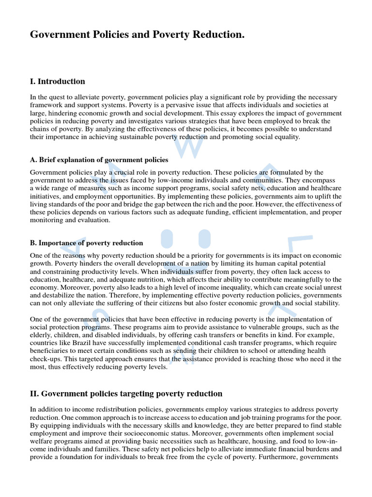 Government Policies for Poverty Alleviation | PDF | Poverty Reduction ...