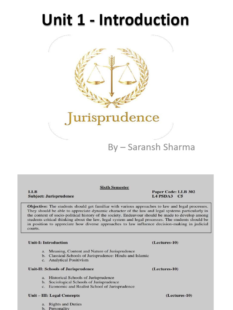 Jurisprudence - Unit 1 - Introduction | PDF | Jurisprudence | Utilitarianism