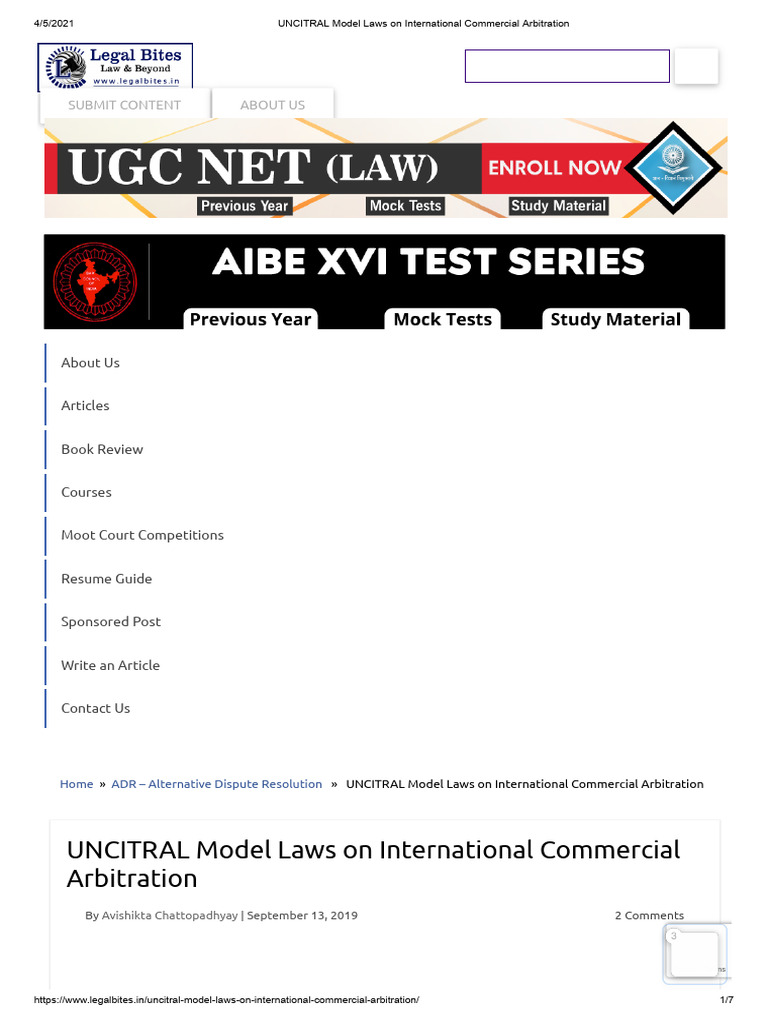 UNCITRAL Model Laws On International Commercial Arbitration | PDF | Arbitration | Alternative ...