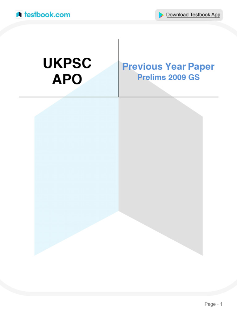 UKPSC APO Prelims 2009 GS - English - 1629093145 | PDF
