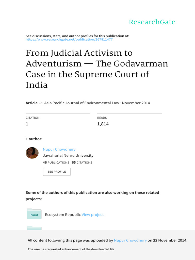 Judicial Activism To Adventurism | PDF | Environmental Impact ...