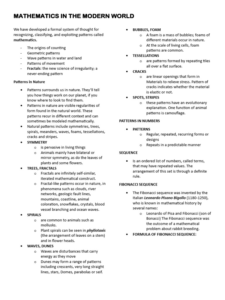 MMW Prelim | PDF | Pattern | Mathematics