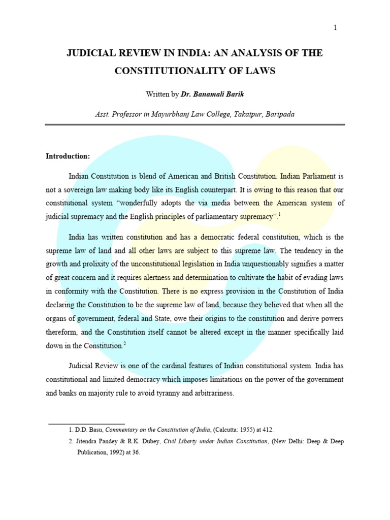 Dr. Banamali Barik | PDF | Judicial Review | Constitution