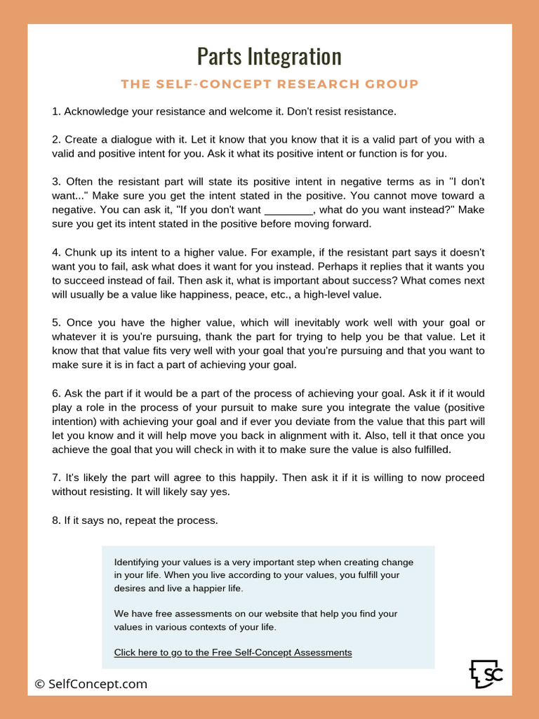Parts_Integration | PDF | Goal | Psychology