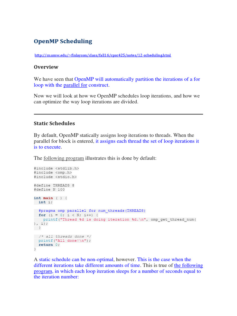 Openmp Dynamic Scheduling Pdf Software Development Parallel Computing