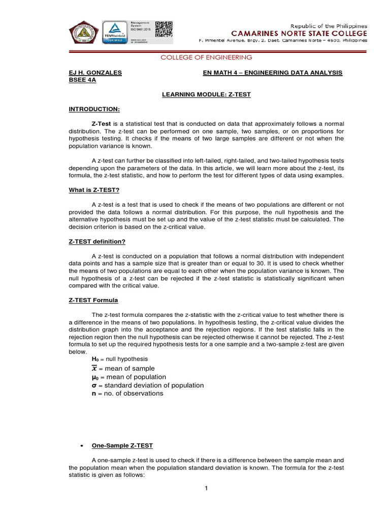 EDA Report - GONZALES EJ | PDF | Student's T Test | Statistical ...