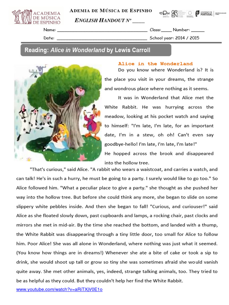 Alice in Wonderland | Download Free PDF | Alice (Alice's Adventures In ...