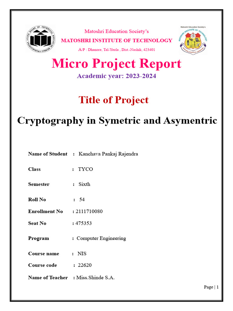 NIS micro pro | PDF | Public Key Cryptography | Encryption