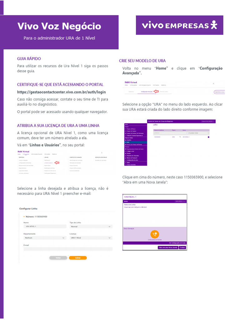 Guia de Configuração da URA Nível 1 | PDF | Programas | Informática