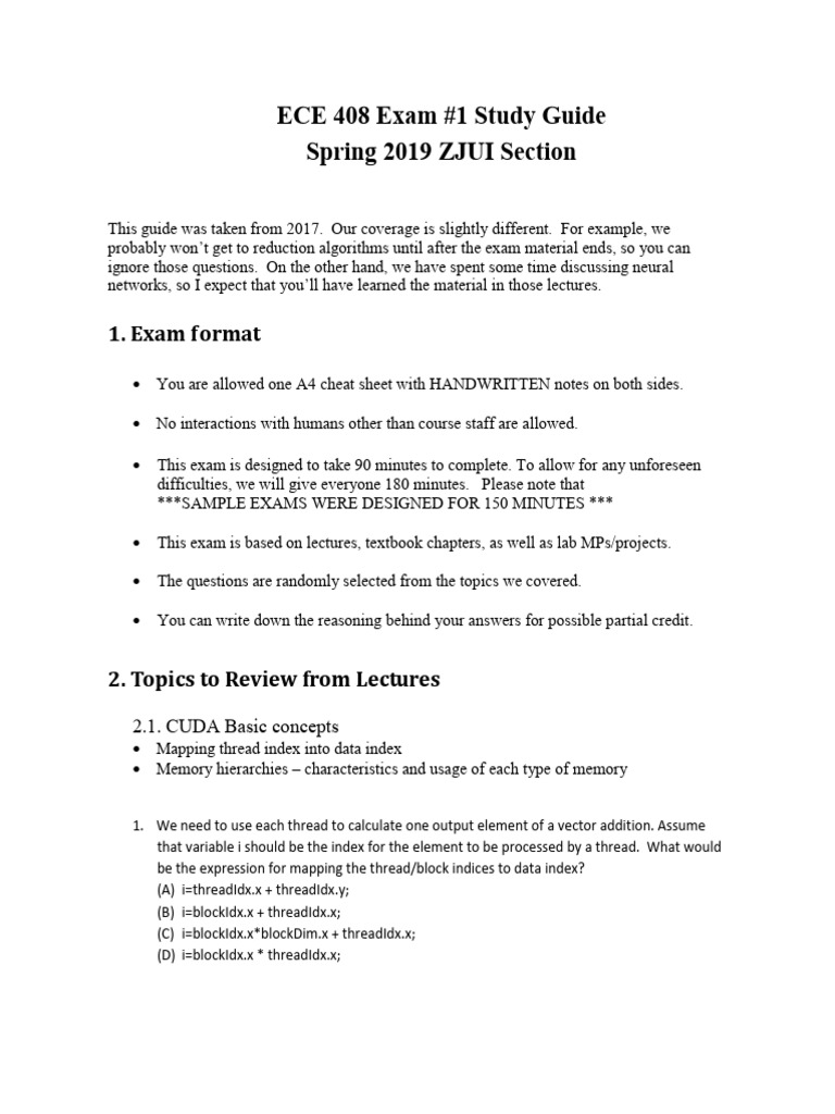 ECE408 S19 ZJUI Exam1 Study Guide | Download Free PDF | Pointer (Computer Programming) | Applied ...