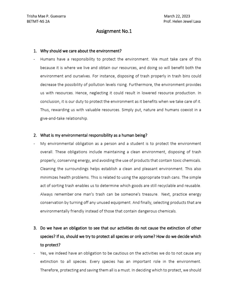 Guevarra Assignment No.1 | PDF | Waste | Energy Conservation