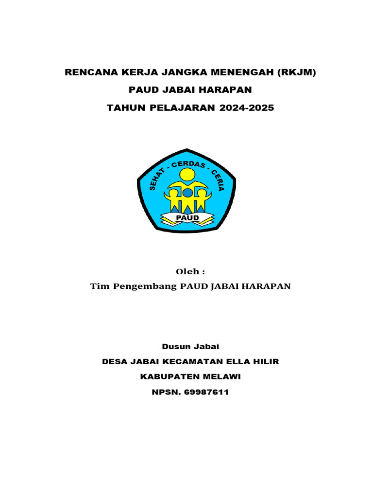 RKJM PAUD Jabai Harapan 2024-2025 | PDF