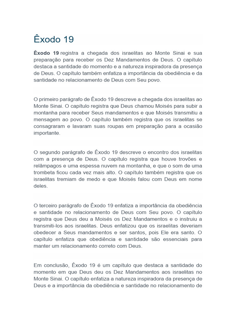 Exodo 19 | PDF | Livro do Êxodo | Moisés