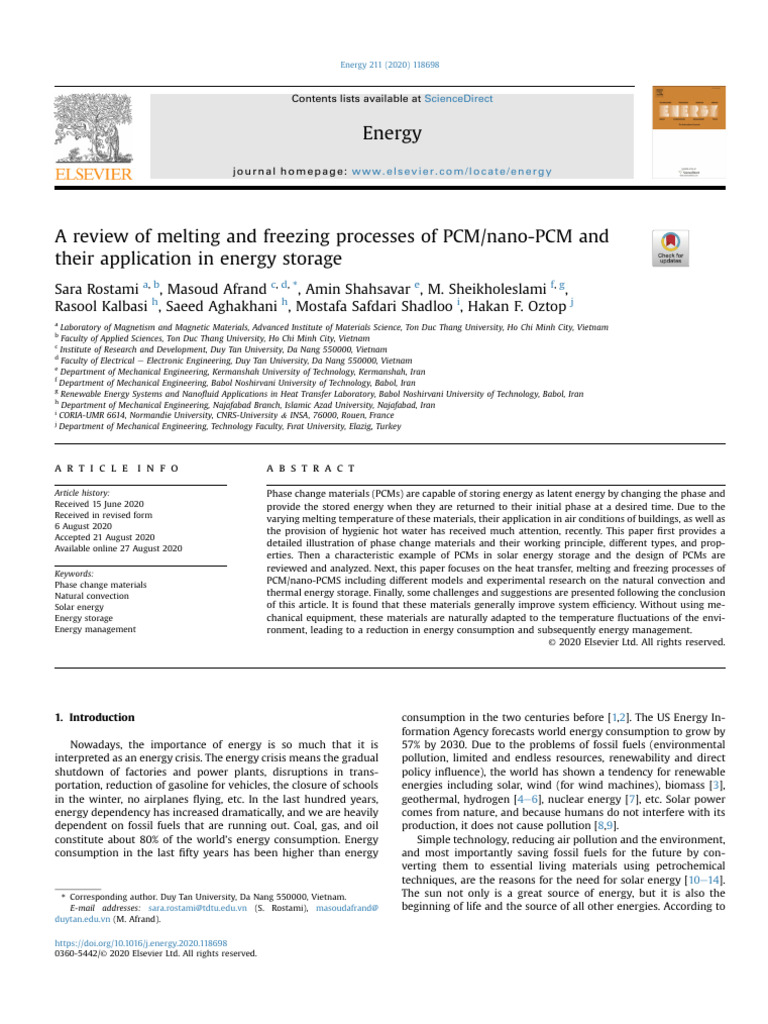 A Review of Melting and Freezing Processes of PCMnano-PCM and | PDF ...