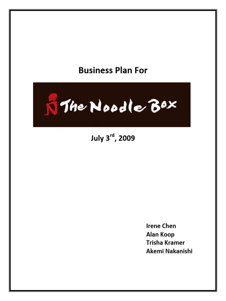 Noodle Box Business Plan | PDF | Restaurants | Point Of Sale