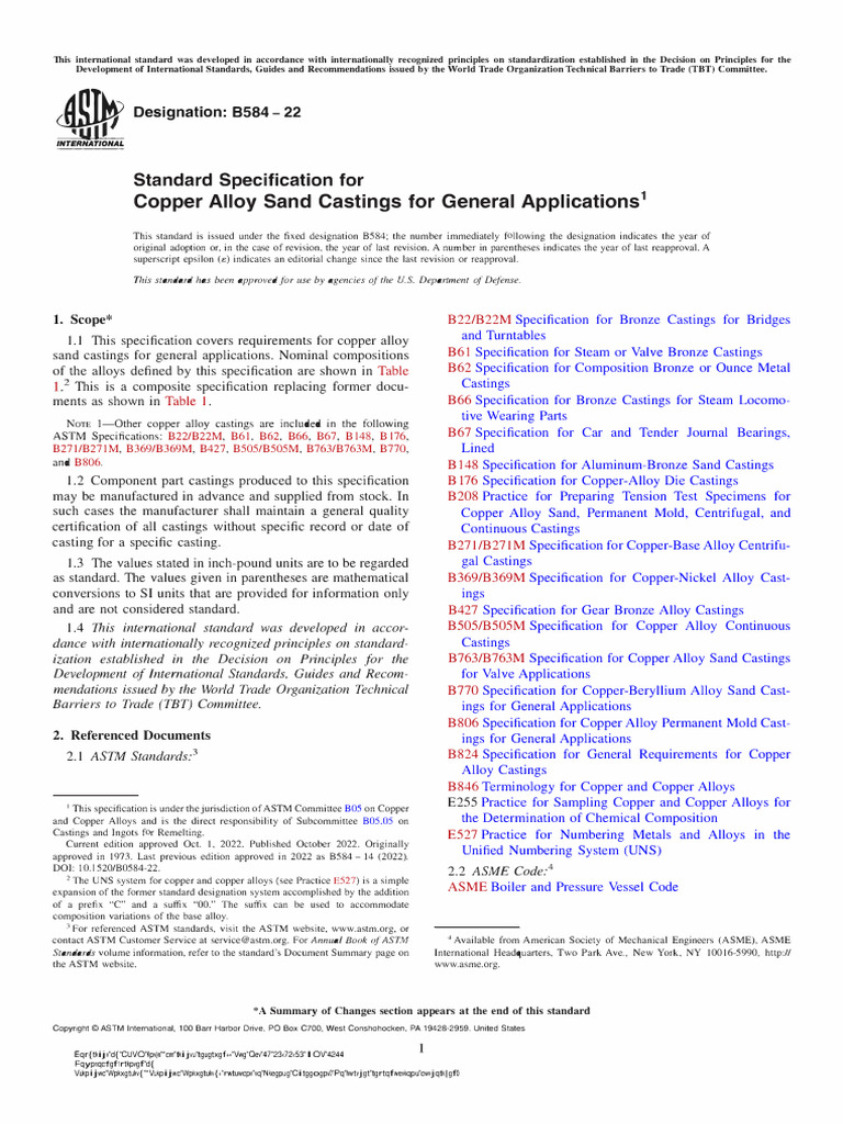 ASTM B584-22 | PDF | Bronze | Copper