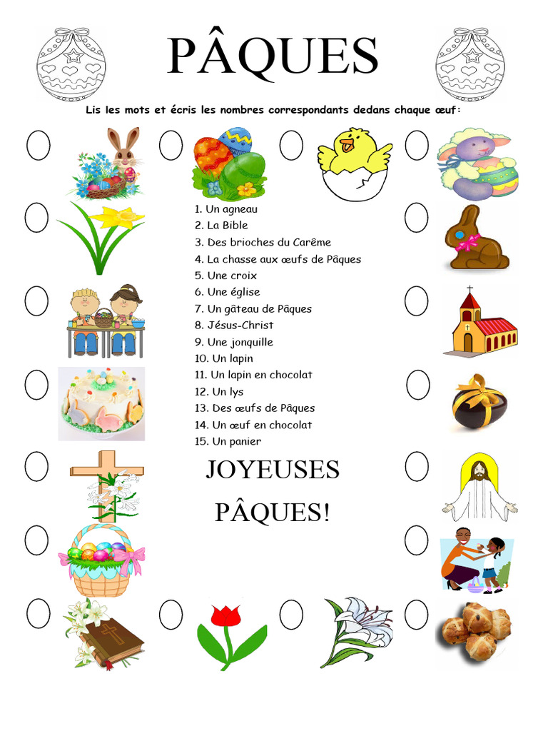 Paques Vocabulaire Fiche Pedagogique Liste de Vocabulaire - 78366 | PDF
