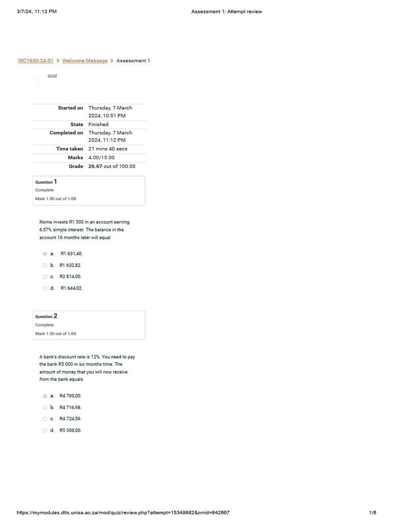 Financial Quiz Review | PDF | Interest | Interest Rates