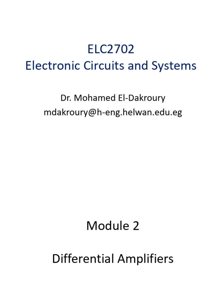 Lecture 3 Differential Amplifier Pdf Amplifier Electrical Impedance