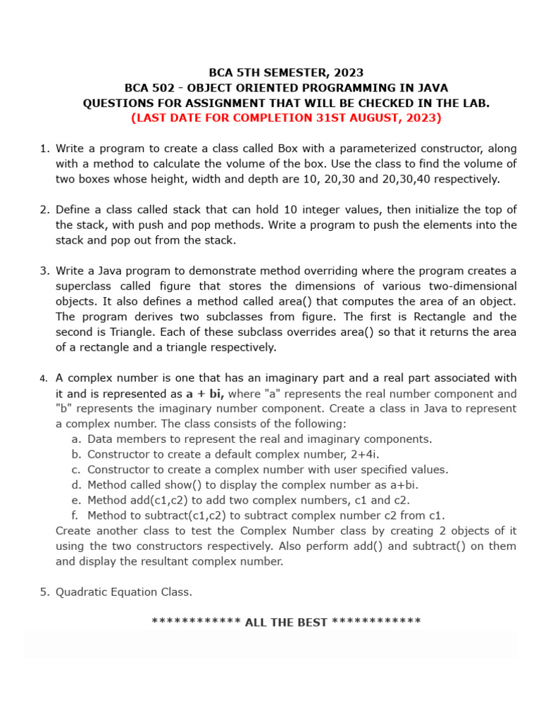 Java Practical Assignment 1 Pdf Method Computer Programming Constructor Object Oriented