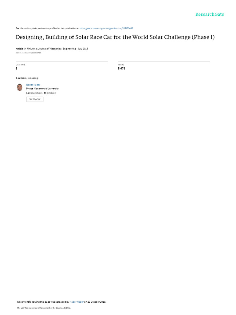 Designing, Building of Solar Race Car For The World Solar Challenge ...