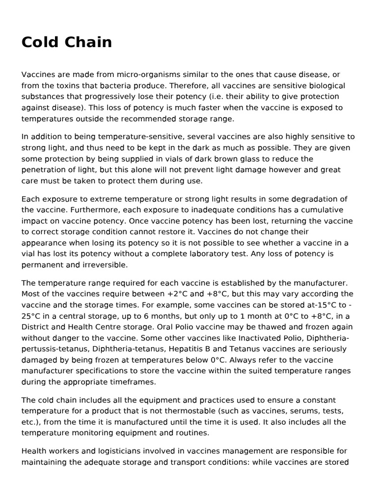 Cold Chain | PDF | Refrigerator | Refrigeration