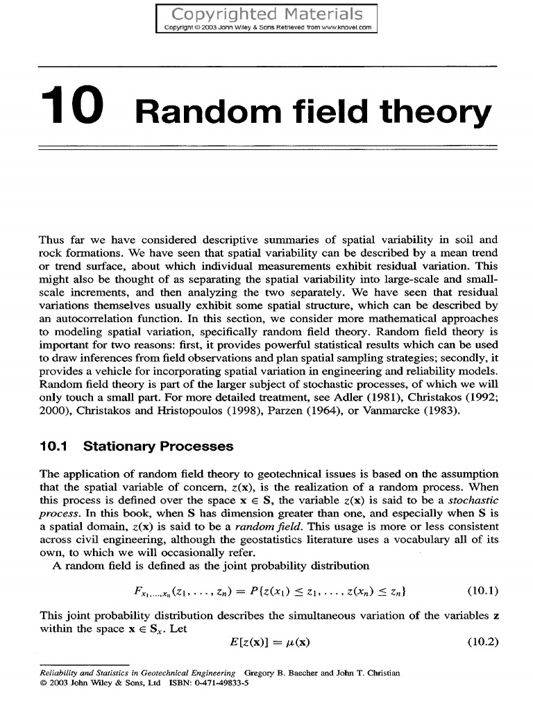 Random Field: Theory | PDF | Stationary Process | Probability Theory