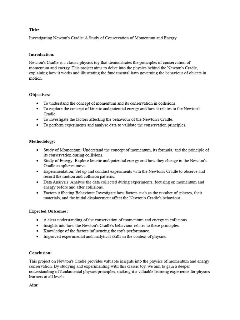 Experiment- Newton's Cradle | PDF | Momentum | Collision