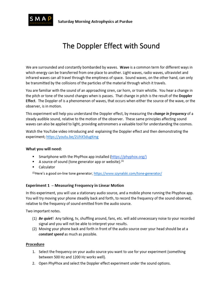 The Doppler Effect With Sound | PDF | Redshift | Electromagnetic Spectrum