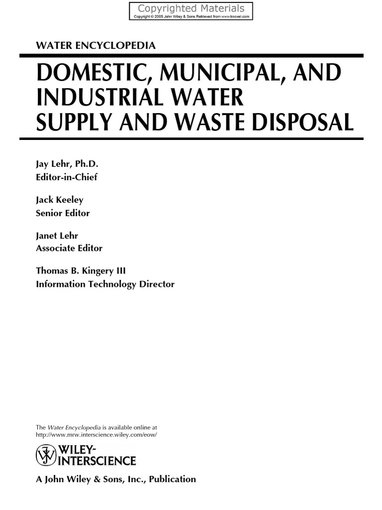 Domestic, Municipal, and Industrial Water Supply and Waste Disposal ...
