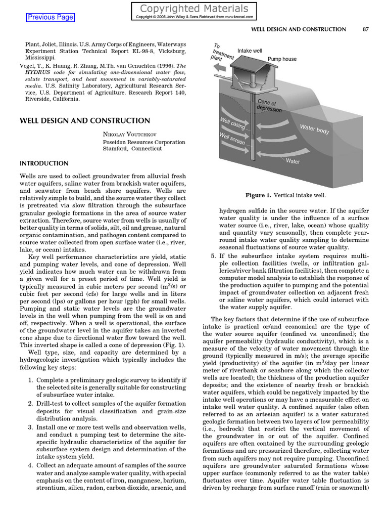 Well Design and Construction: Previous Page | PDF | Aquifer | Groundwater