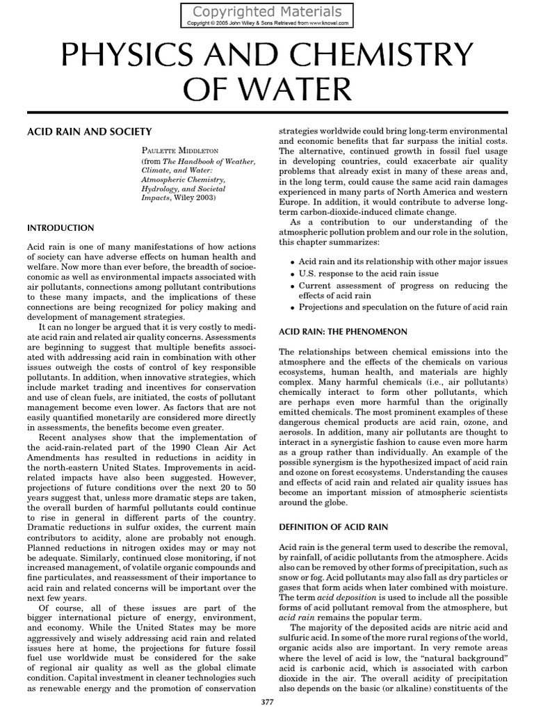 Physics and Chemistry of Water Physics and Chemistry of Water | Download Free PDF | Air ...