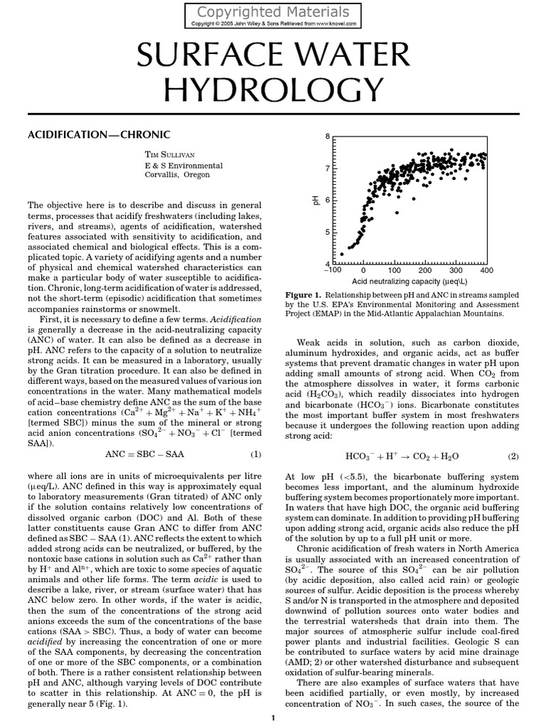 Surface Water Hydrology Surface Water Hydrology: Acidification-Chronic | PDF | Acid | Ph