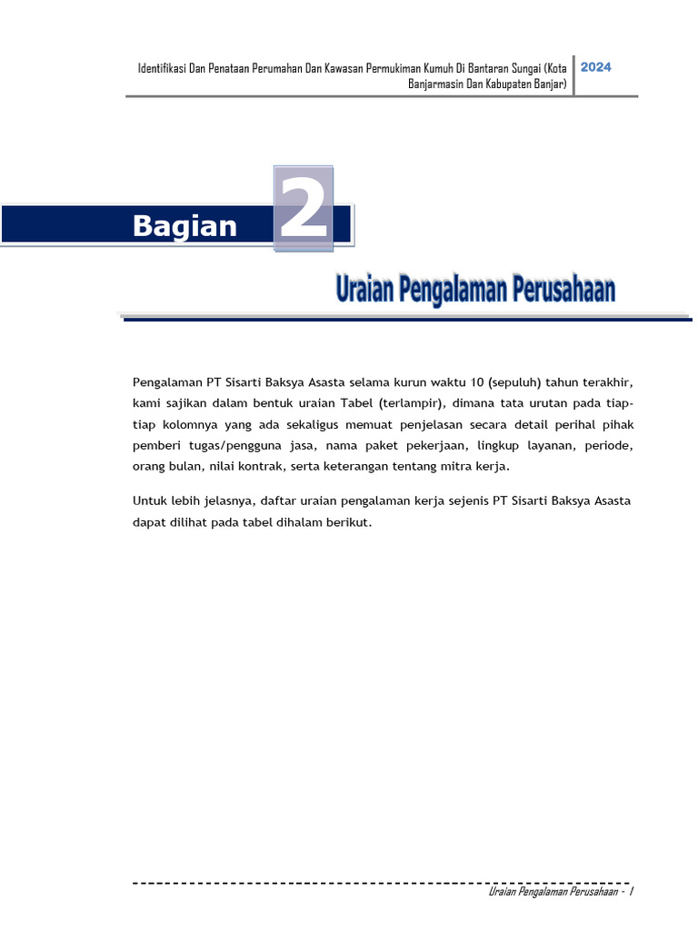 Uraian Pengalaman Perusahaan | PDF