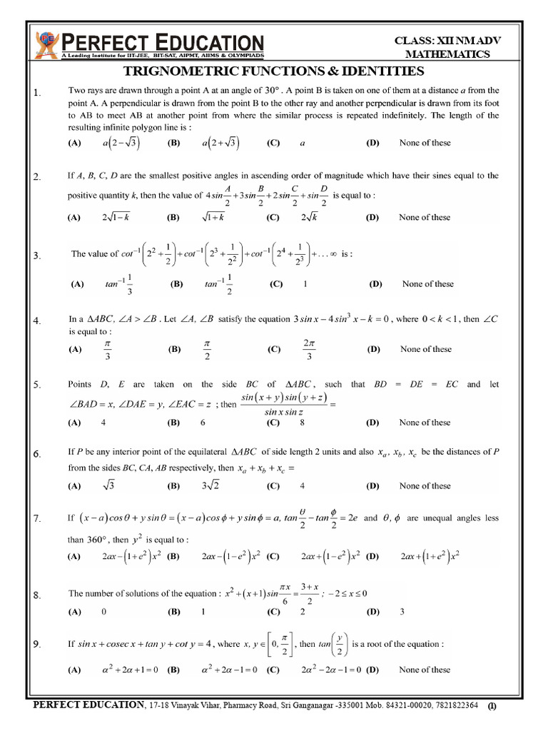 Trignometry Adv | Download Free PDF | Trigonometric Functions | Circle