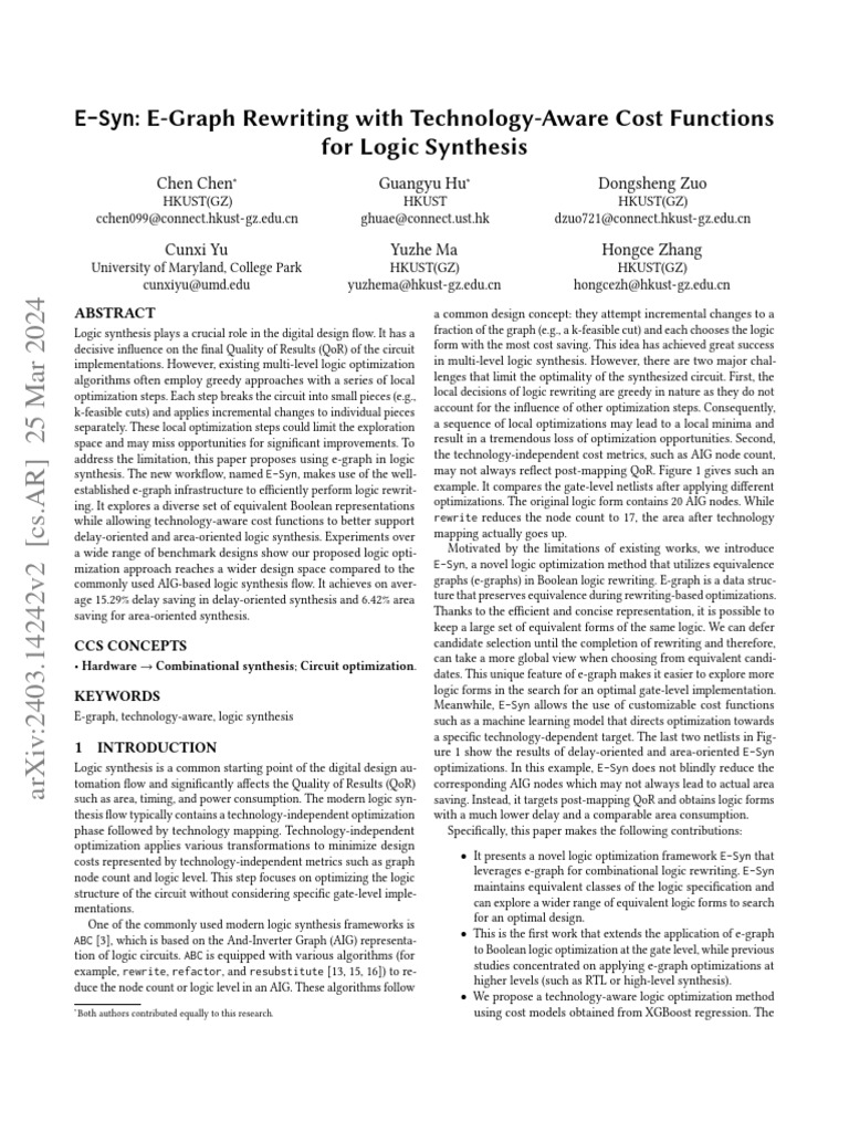 E-Graph Rewriting With Technology-Aware Cost Functions For Logic ...