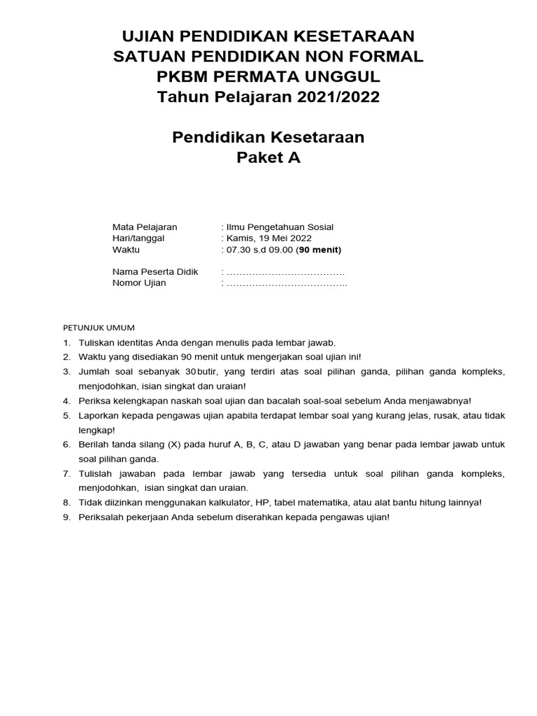 Soal UPK IPS 22 | PDF