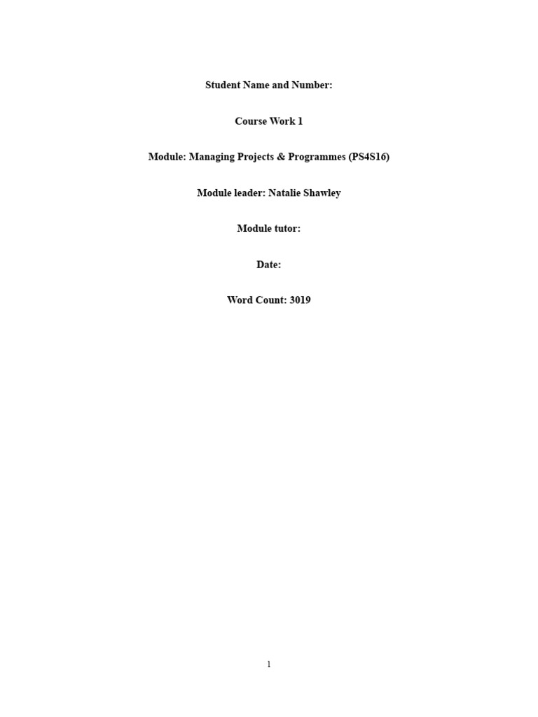 PS4S16 Managing Projects & Programmes CW1 Fabia-1 | PDF | Agile Software Development | Leadership