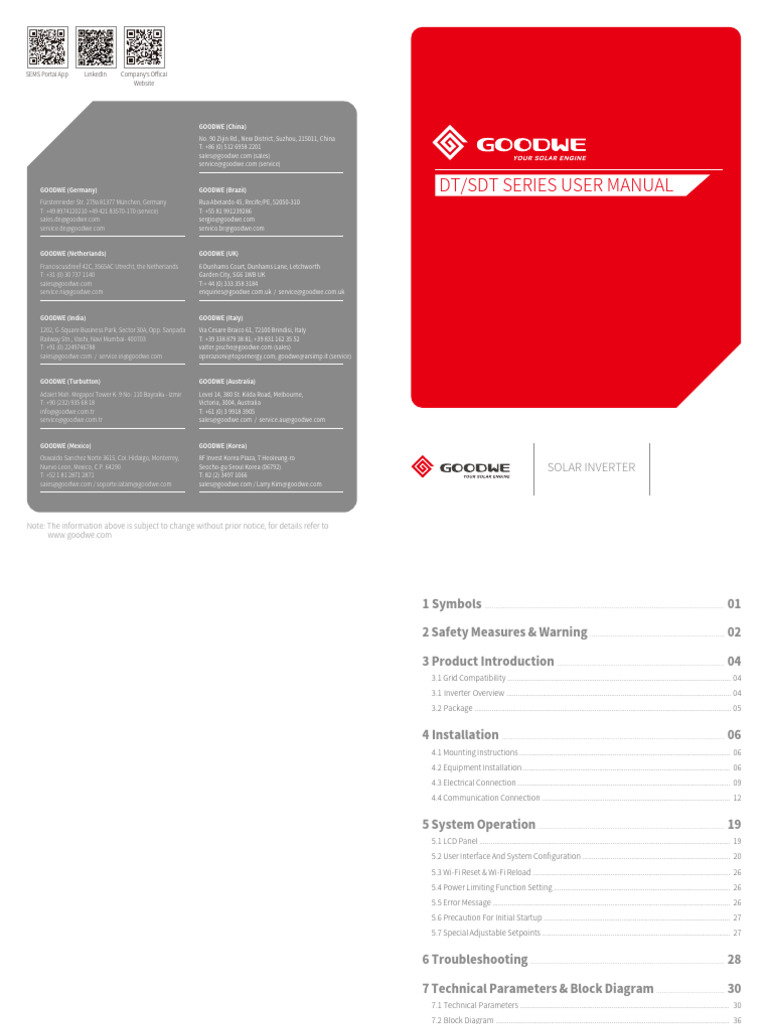 UserManual GW DT SDT B UM006 | PDF | Power Inverter | Alternating Current