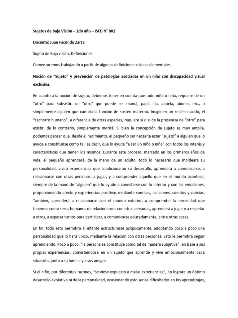 Clase 2 Introduccion | PDF | Percepción visual | Discapacidad visual Clase 2 Introduccion | PDF | Percepción visual | Discapacidad visual