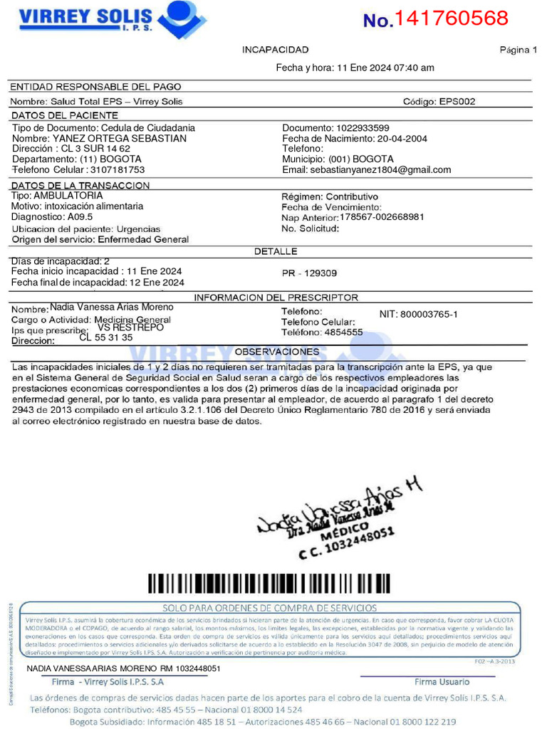 Incapacidad Virrey Solis Cello | PDF