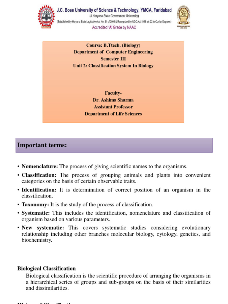 Unit 2-Classification System in Biology | PDF | Cell (Biology ...