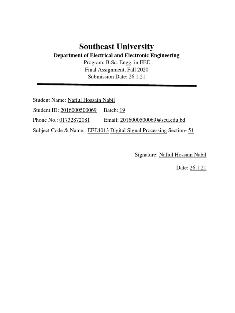 Dsp Final Assignment Pdf