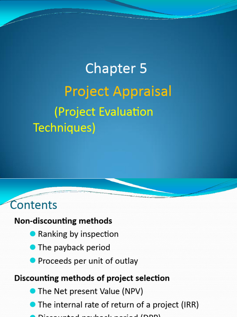 Chapter 5-Project Appraisal | PDF | Net Present Value | Internal Rate Of Return