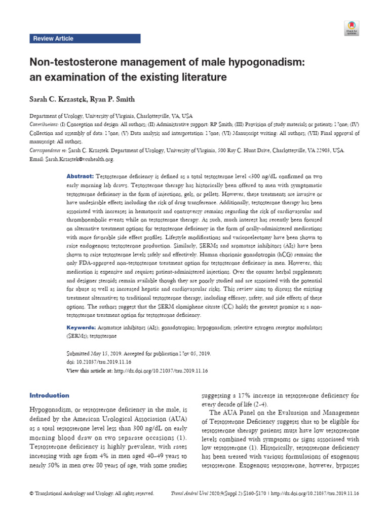 Non-testosterone management of male hypogonadism | PDF | Human ...