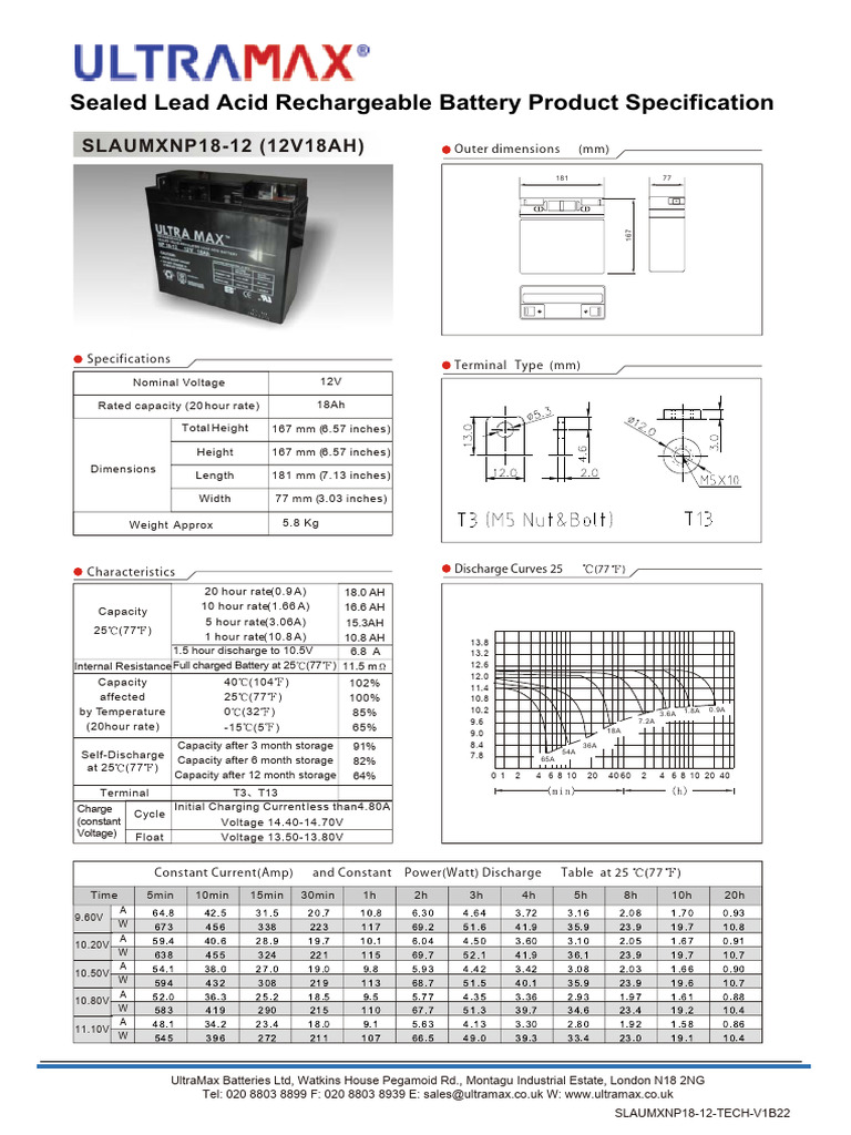 Battery Specification Pdf Metrology Electrical Components
