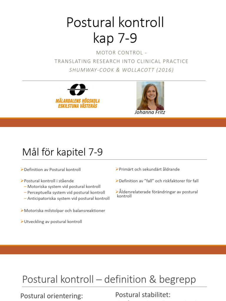 Åhörarkopior Postural Kontroll Kap 7-9 | PDF