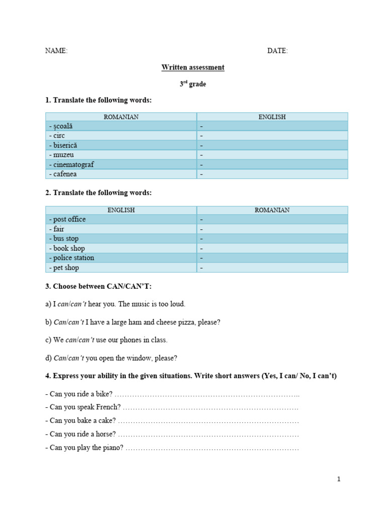 Test Engleza Clasa A 3a | PDF | Cuisine | Foods
