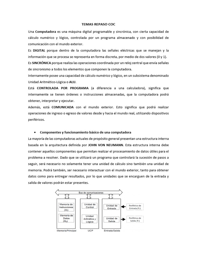 Resumen OC | PDF | Unidad Central de procesamiento | Almacenamiento de datos de la computadora