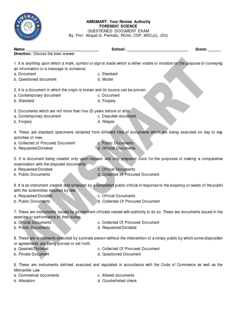 Questioned Document Exam QA | PDF | Alphabet | Ink